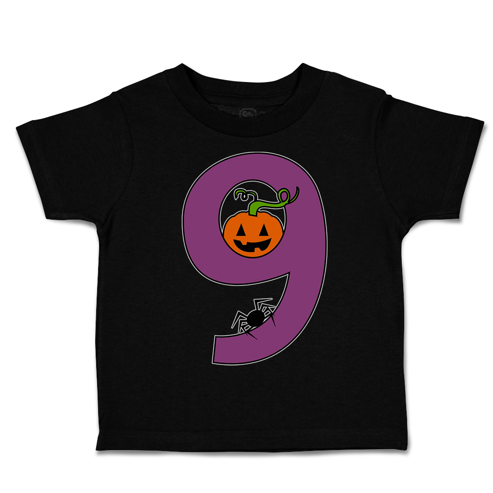 Halloween Toddler T-Shirt Halloween Number 9 Pumpkin Spider Cotton ...